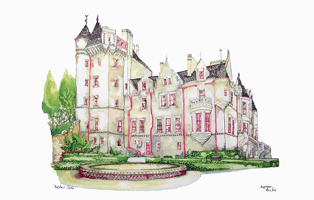 Flax Fox Designs | Belfast Castle | Northern Ireland | Giclee Print ...
