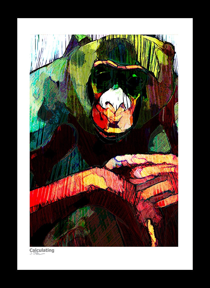 Stephen Dillon | Calculating | Monkey Giclee Print | Yard Gallery