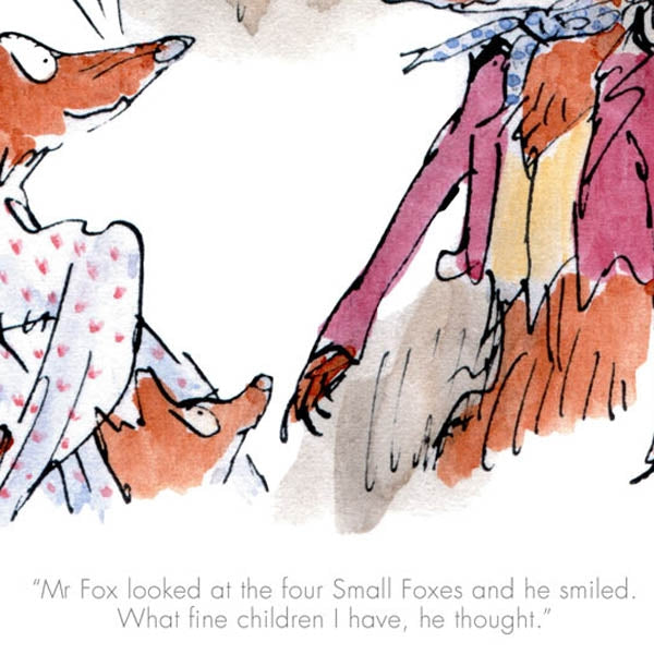 Quentin Blake Prints | Fantastic Mr Fox | Four Small Foxes – Yard Gallery