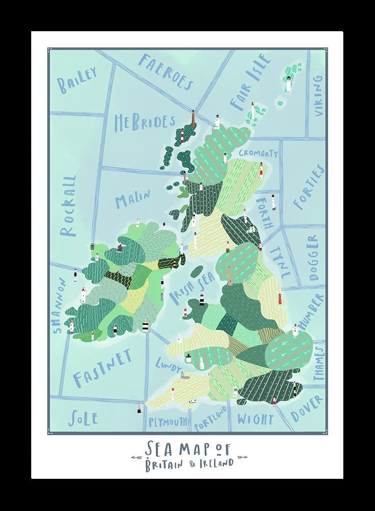 Sea Map of Britain and Ireland| Peter Paints Prints | Yard Gallery